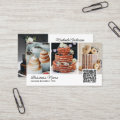 Bakery/Chef/Catering 4-Photo QR Code Modern Script Business Card | Zazzle