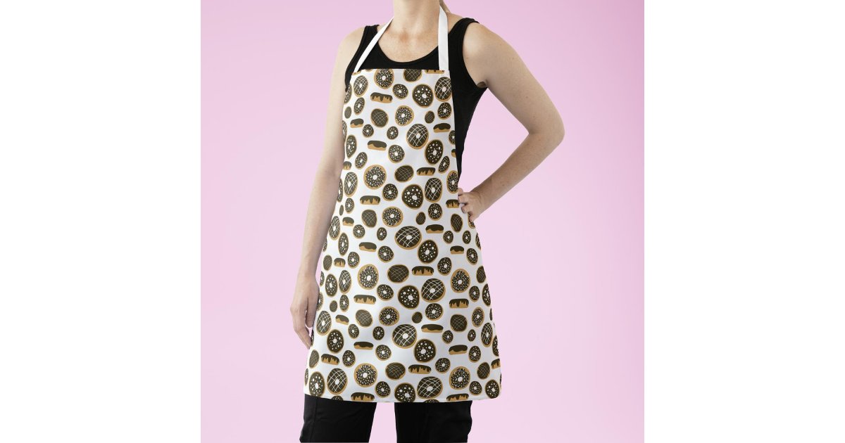 Bakery Chocolate Frosted Donut Pattern Apron | Zazzle