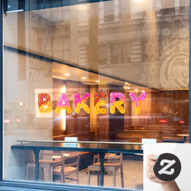 Bakery Donut Cartoon Biscuit Glazed Sprinkles Window Cling | Zazzle