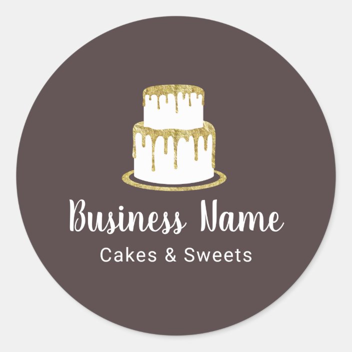 Bakery Gold Cake Logo Sweet Boutique Chef Elegant Classic Round Sticker ...
