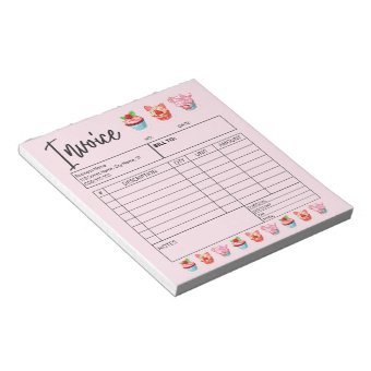 Bakery Invoice Sales Form Receipt Pastry Cupcake Notepad | Zazzle