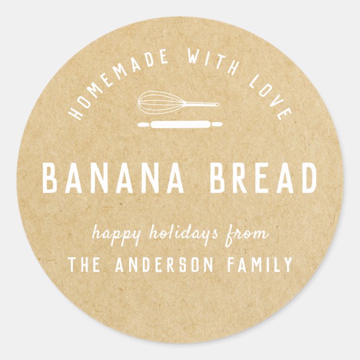 Bakery Logo Holiday Baking Gift Kraft Classic Round Sticker | Zazzle