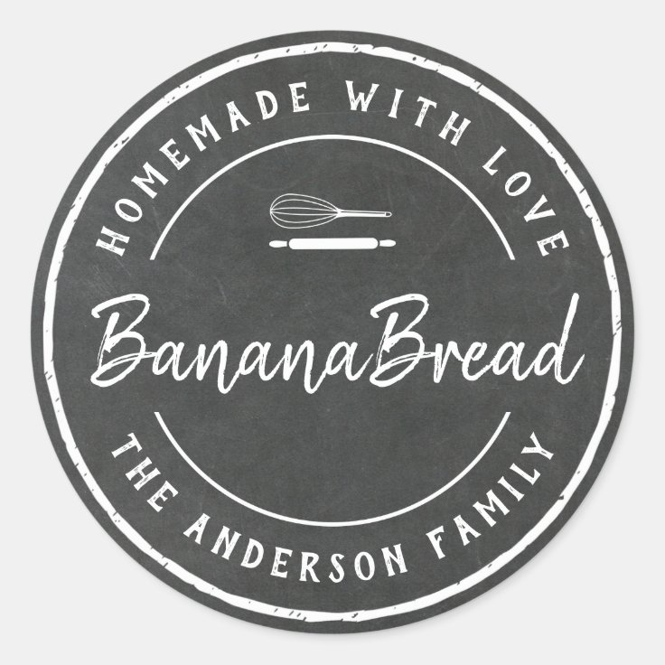 Bakery Logo Homemade Baking Gift Chalkboard Classic Round Sticker | Zazzle