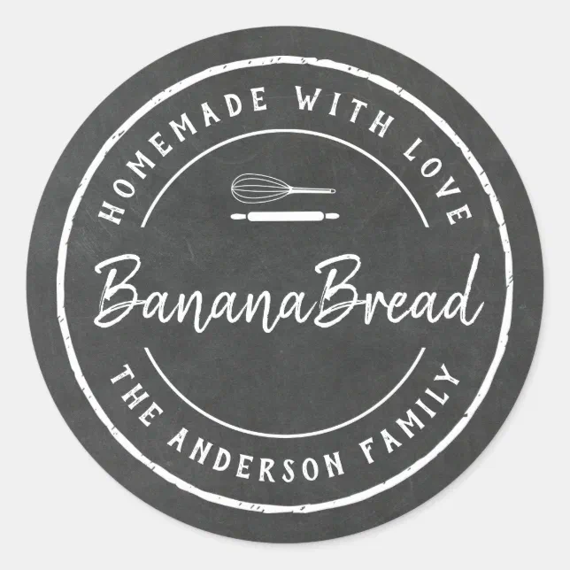 Bakery Logo Homemade Baking Gift Chalkboard Classic Round Sticker | Zazzle