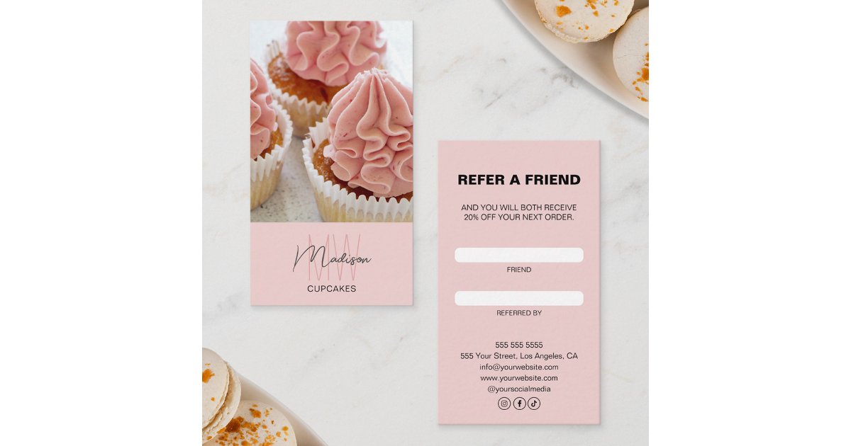 Bakery Monogram Logo Business Referral Card | Zazzle