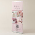 Bakery Monogram Logo Photo QR Business Pink Retractable Banner | Zazzle