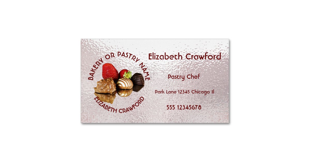 Bakery Or Pastry Sweets Cake Shop With Your Name Magnetic Business Card ...