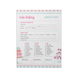 Bakery Order Form for Cakes and Cupcakes Notepad | Zazzle
