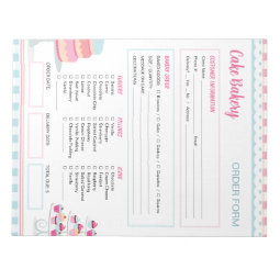 Bakery Order Form for Cakes and Cupcakes Notepad | Zazzle