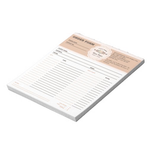 Bakery Order Form Notepad | Zazzle