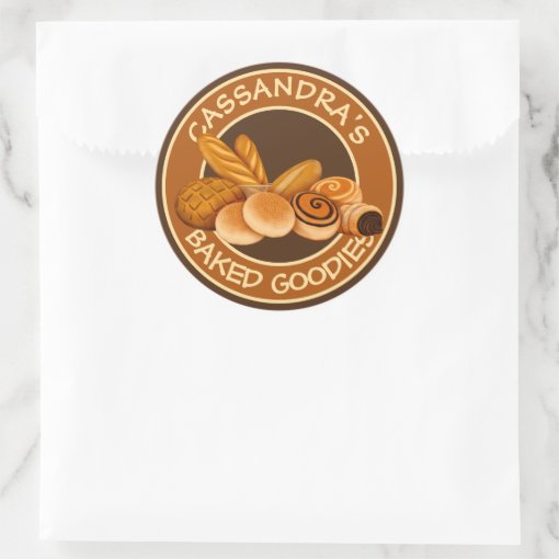 Bakery Pastries Your Name Bread Baker’s Logo Classic Round Sticker | Zazzle
