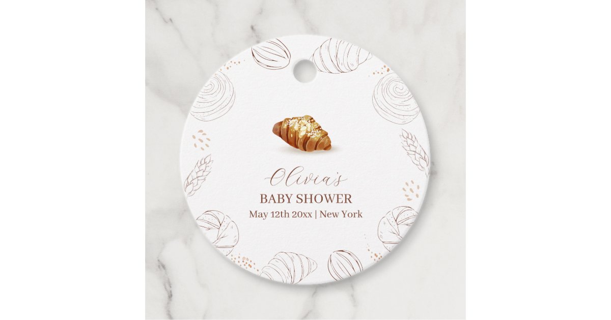 Bakery Pastry Bun In The Oven Baby Shower Favor Tags | Zazzle