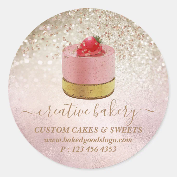 Bakery Pastry Cake Decor Wood glitter sparkles Classic Round Sticker ...