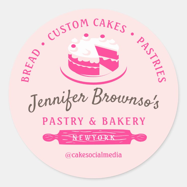 Bakery Pastry Cake Small Business chef Classic Round Sticker | Zazzle
