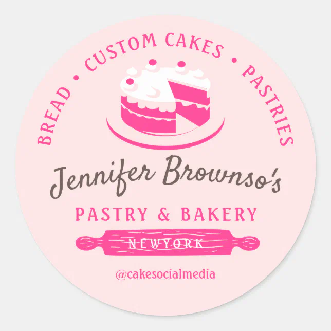Bakery Pastry Cake Small Business chef Classic Round Sticker | Zazzle