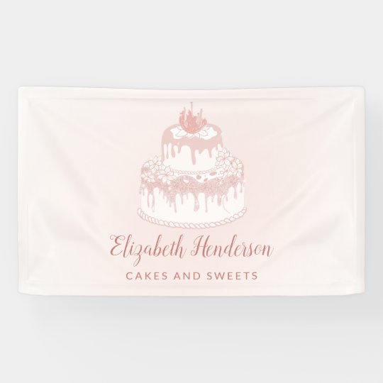 Bakery Pastry Cake Sweets Rose Gold Blush Pink Banner | Zazzle.com