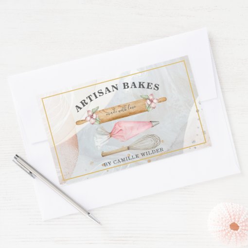 Bakery Pastry Chef Bakers Tools Business Rectang Rectangular Sticker ...