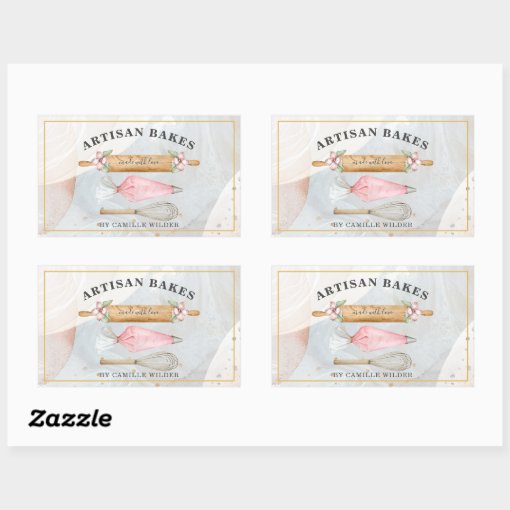 Bakery Pastry Chef Bakers Tools Business Rectang Rectangular Sticker ...