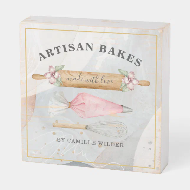 Bakery Pastry Chef Bakers Tools Wooden Box Sign | Zazzle