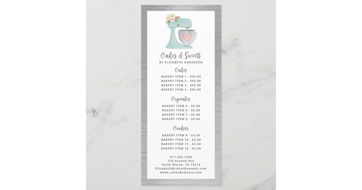 Bakery Pastry Chef Dessert Menu | Zazzle