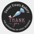 Bakery Pastry Chef Elegant Black Thank You Classic Round Sticker | Zazzle