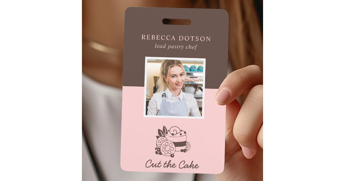Bakery Pastry Chef Employee Photo ID Badge | Zazzle