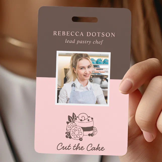 Bakery Pastry Chef Employee Photo ID Badge | Zazzle