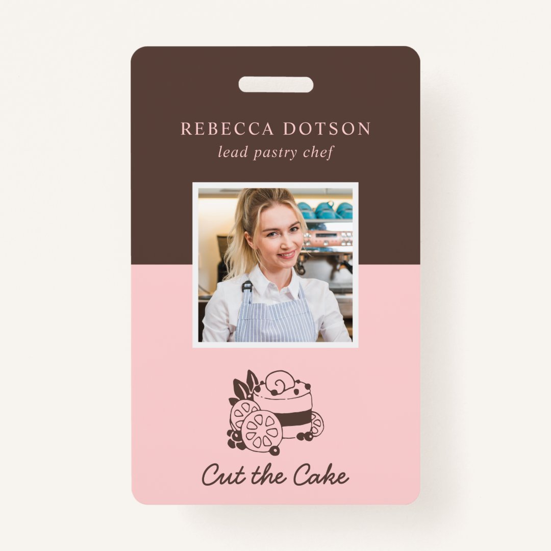 Bakery Pastry Chef Employee Photo ID Badge | Zazzle