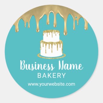 Bakery Pastry Chef Gold Cake Logo Modern Turquoise Classic Round ...