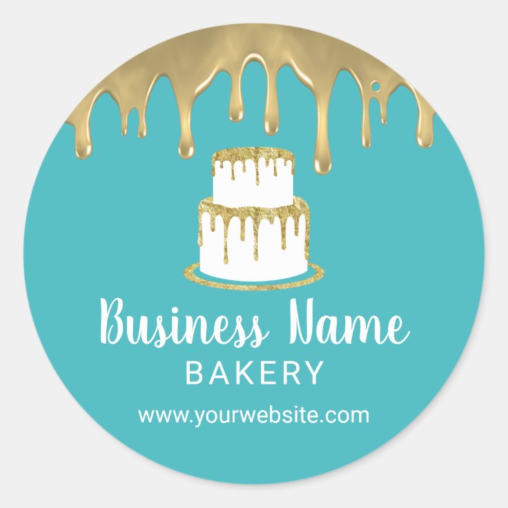 Bakery Pastry Chef Gold Cake Logo Modern Turquoise Classic Round ...