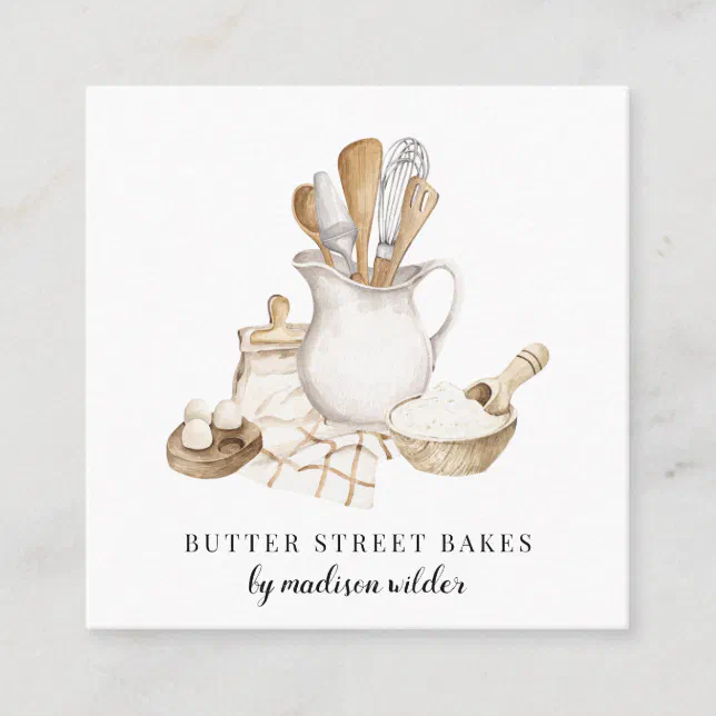 Bakery Pastry Chef Square Business Card | Zazzle