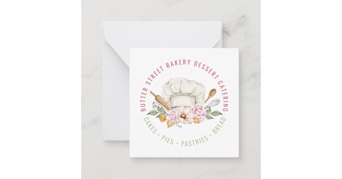 Bakery Pastry Chef Utensils Watercolor Thank You Note Card | Zazzle