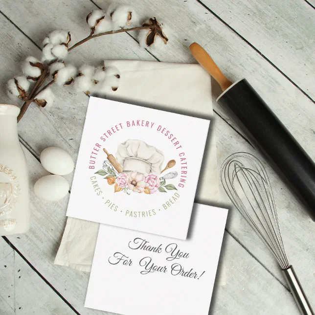 Bakery Pastry Chef Utensils Watercolor Thank You Note Card | Zazzle