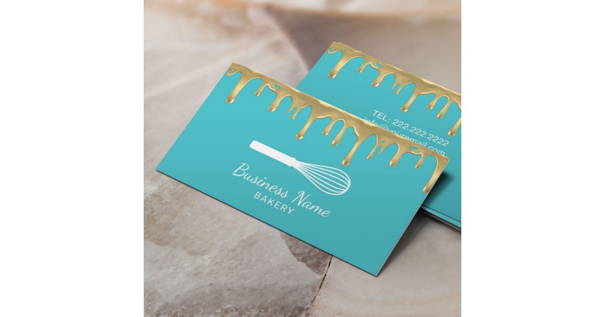 Bakery Pastry Chef Whisk Logo Modern Turquoise Business Card | Zazzle