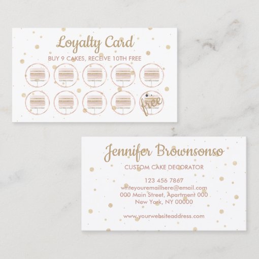 Bakery Pastry Patisserie Loyalty Wedding Cake Business Card | Zazzle