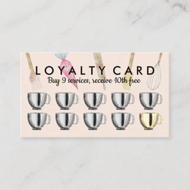Bakery pastry tools Loyalty Punch Business Card | Zazzle