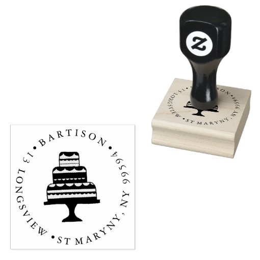 bakery patisserie CAKE ROUND RETURN ADDRESS Rubber Stamp | Zazzle