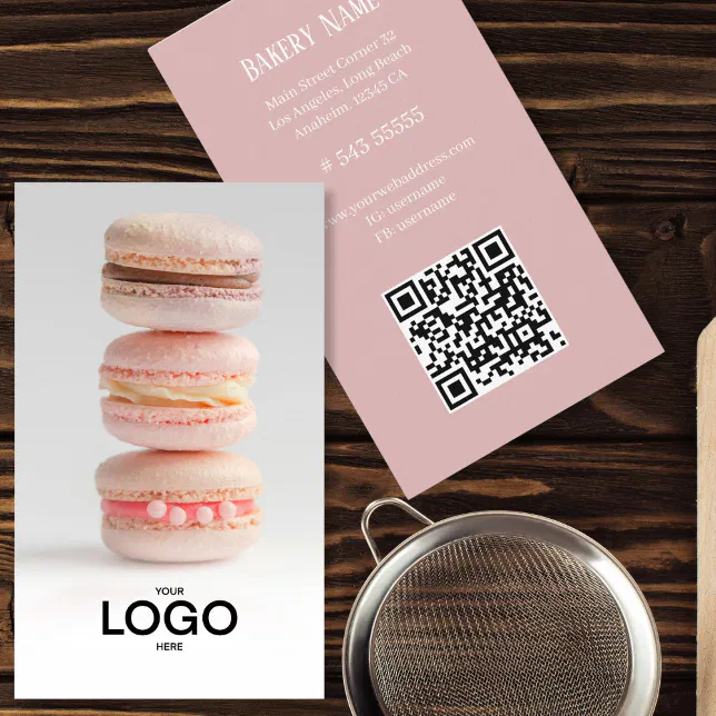 Bakery Photo logo qr code Business Card | Zazzle