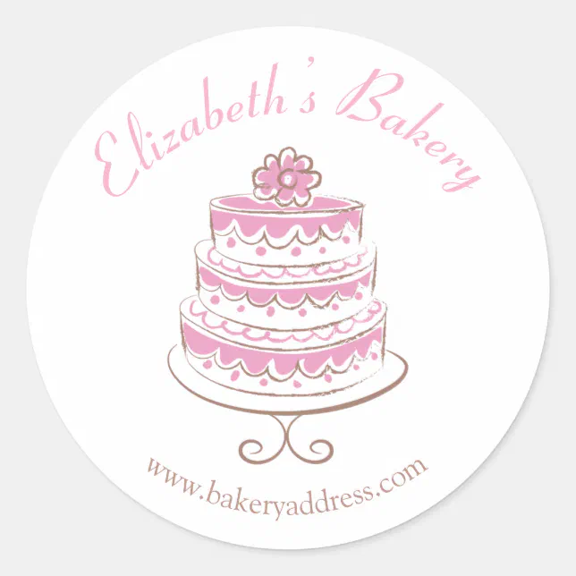 Bakery Pink Cake Packaging Marketing Sticker | Zazzle