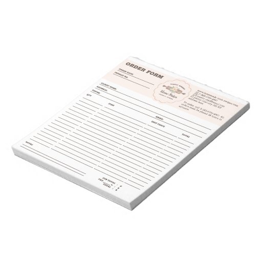 Bakery Rolling Pin Order Form Notepad | Zazzle