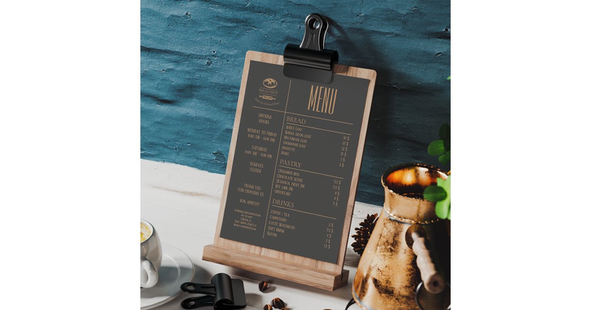 Bakery Small Caffee Table Menu | Zazzle