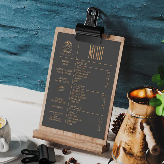 Bakery Small Caffee Table Menu | Zazzle