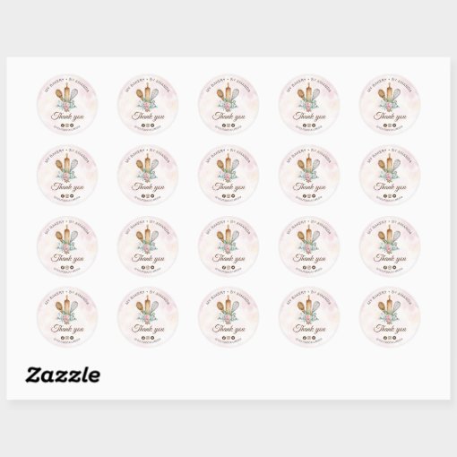 Bakery Thank you Classic Round Sticker | Zazzle
