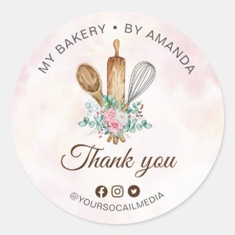 Bakery Thank you Classic Round Sticker | Zazzle