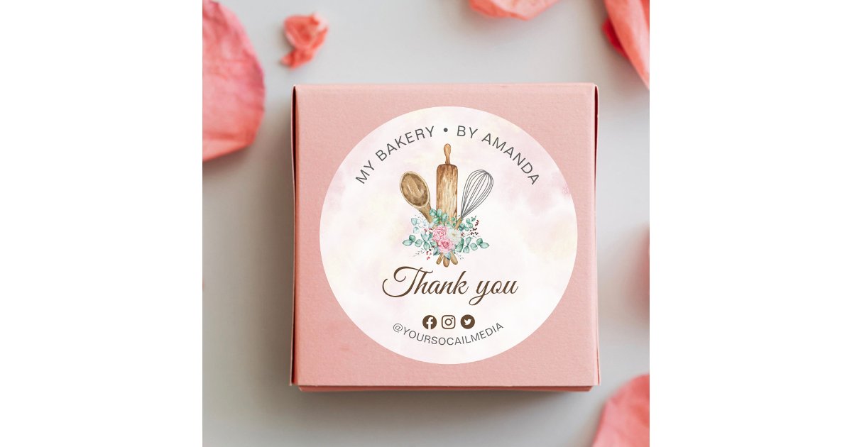 Bakery Thank you Classic Round Sticker | Zazzle