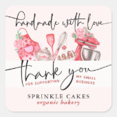 Bakery Thank You Classic Square Sticker | Zazzle