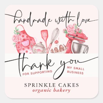 Bakery Thank You Classic Square Sticker | Zazzle