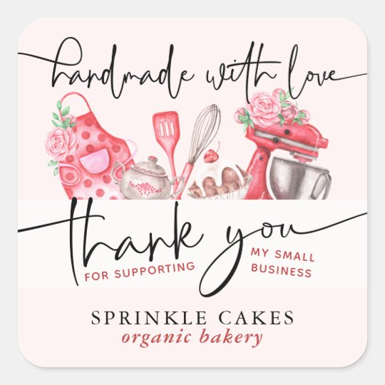 Bakery Thank You Classic Square Sticker | Zazzle.com