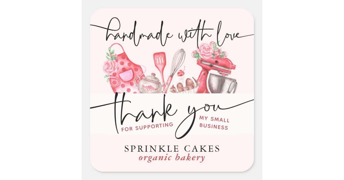 Bakery Thank You Classic Square Sticker | Zazzle.com