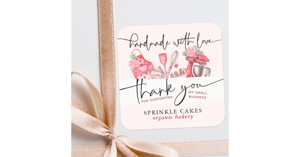Bakery Thank You Classic Square Sticker | Zazzle